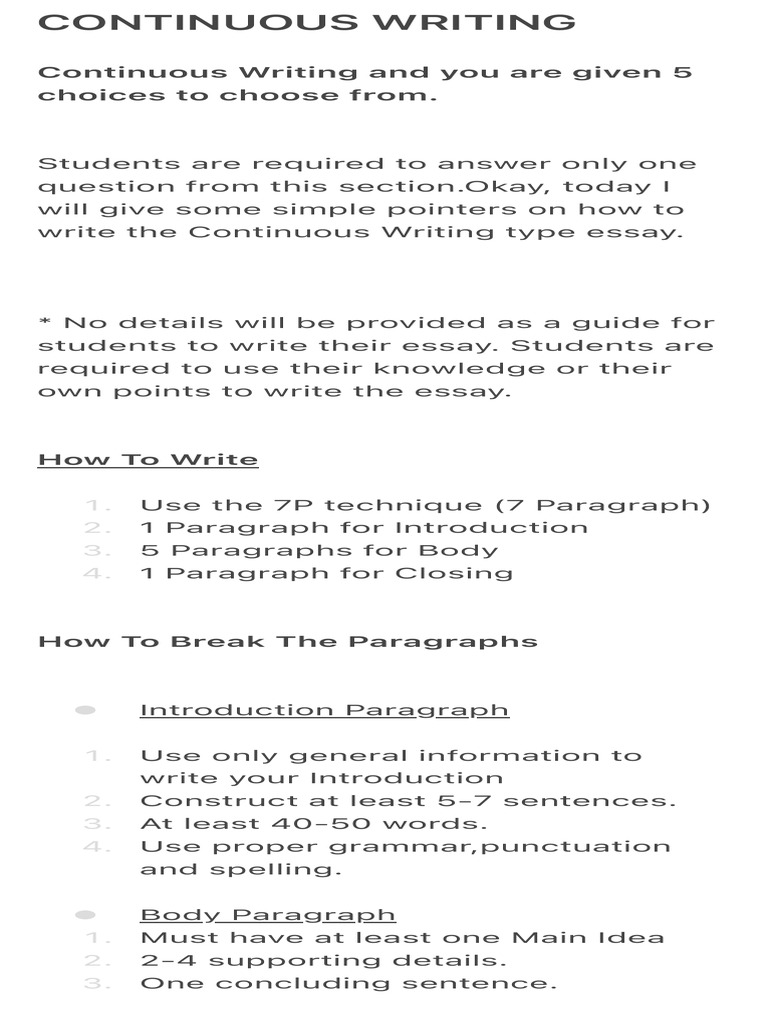 CONTINUOUS WRITING CHECKPOINT TEASER | PDF