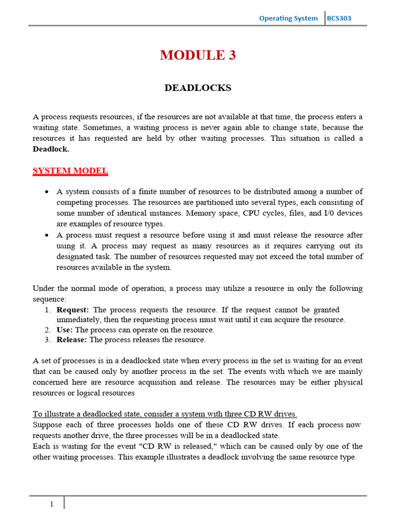 Deadlocks | PDF | Process (Computing) | Computing
