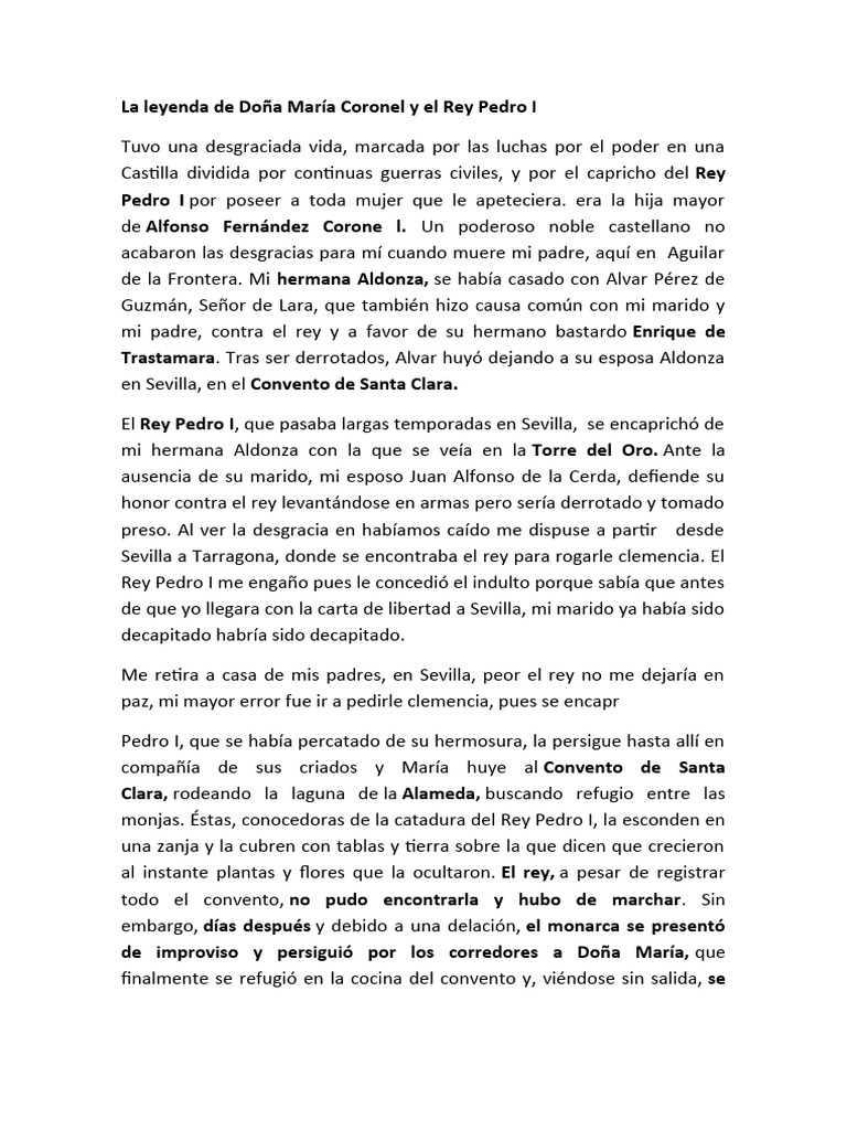 Leyenda de Doña María Coronel | PDF