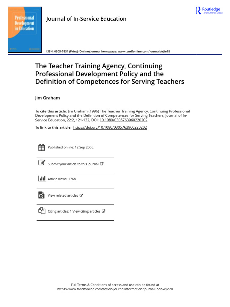 The Teacher Training Agency Continuing Professional Development Policy ...