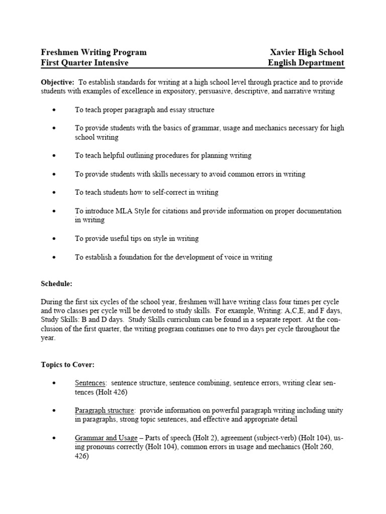 Freshman Writing Program Overview | PDF | Essays | Writing