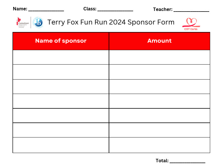 Terry Fox 2024 Sponsor Form | PDF
