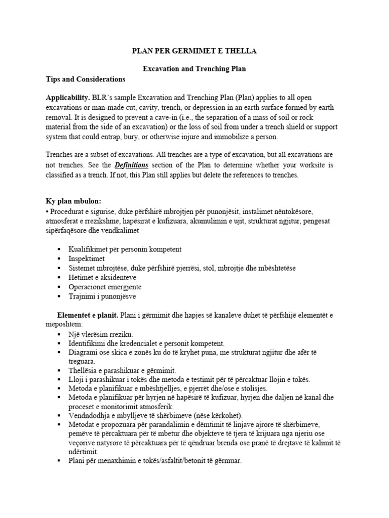 Excavation-and-Trenching-Plan | PDF