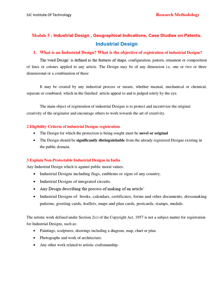 RM Module - 5 Notes | PDF | Intellectual Property | Patent