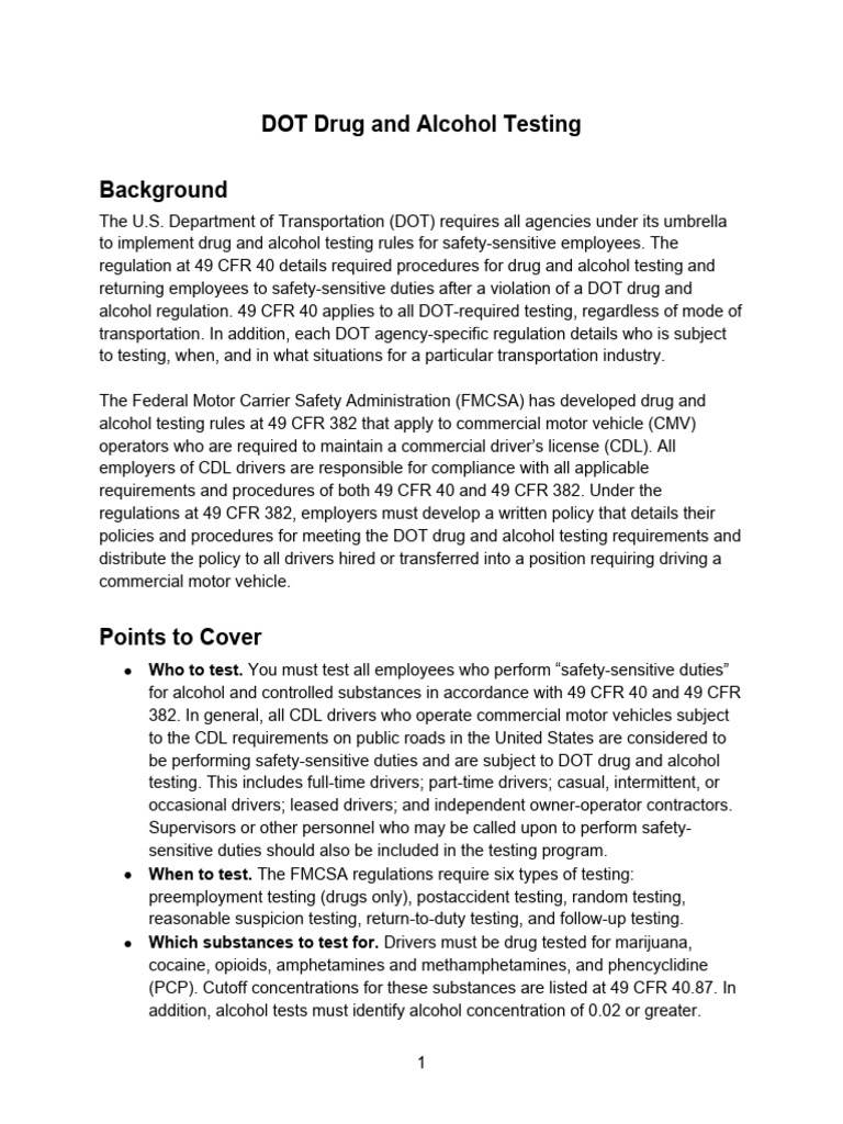 Drug and Alcohol Testing | PDF | Drug Test | Reasonable Suspicion