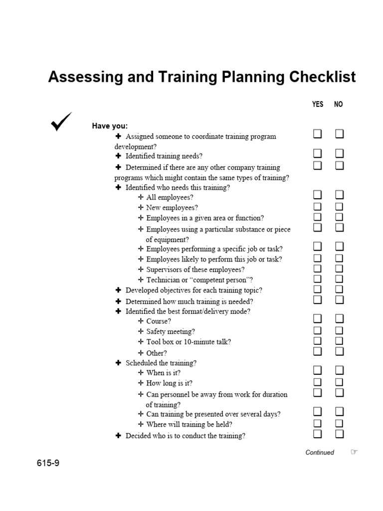 Training Planning Checklist | PDF | Business