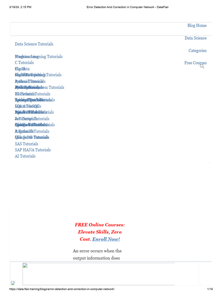 Error Detection and Correction in Computer Network - DataFlair | PDF ...