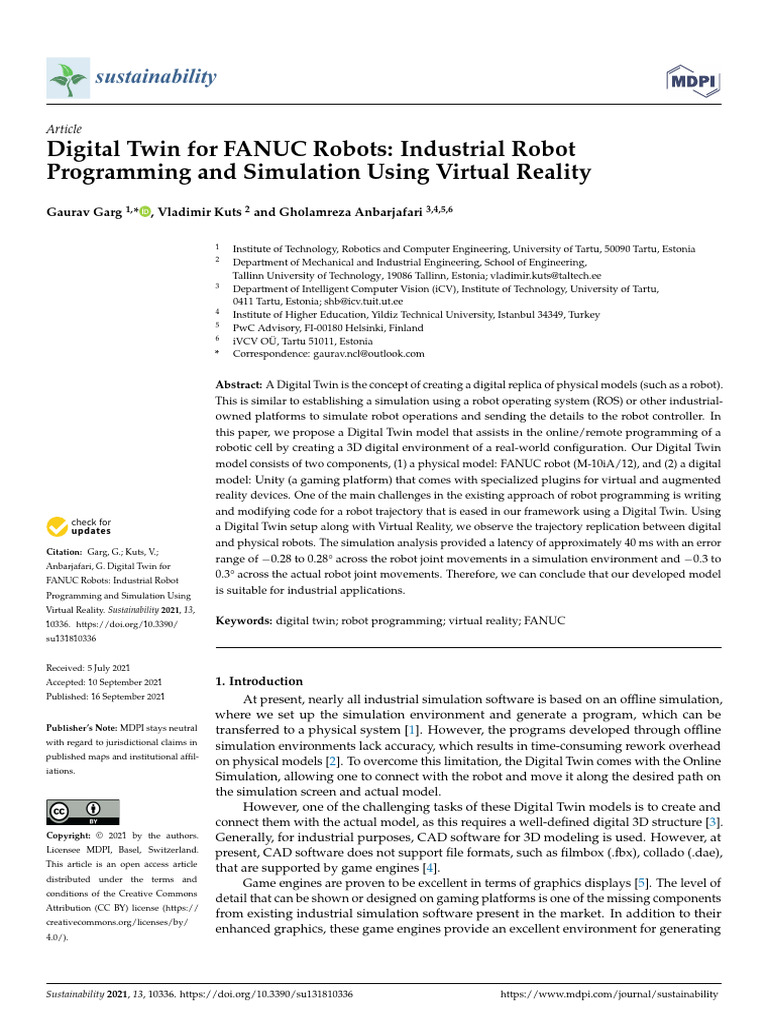 Digital_Twin_for_FANUC_Robots_Industrial_Robot_Pro | PDF | Virtual Reality | Network Socket