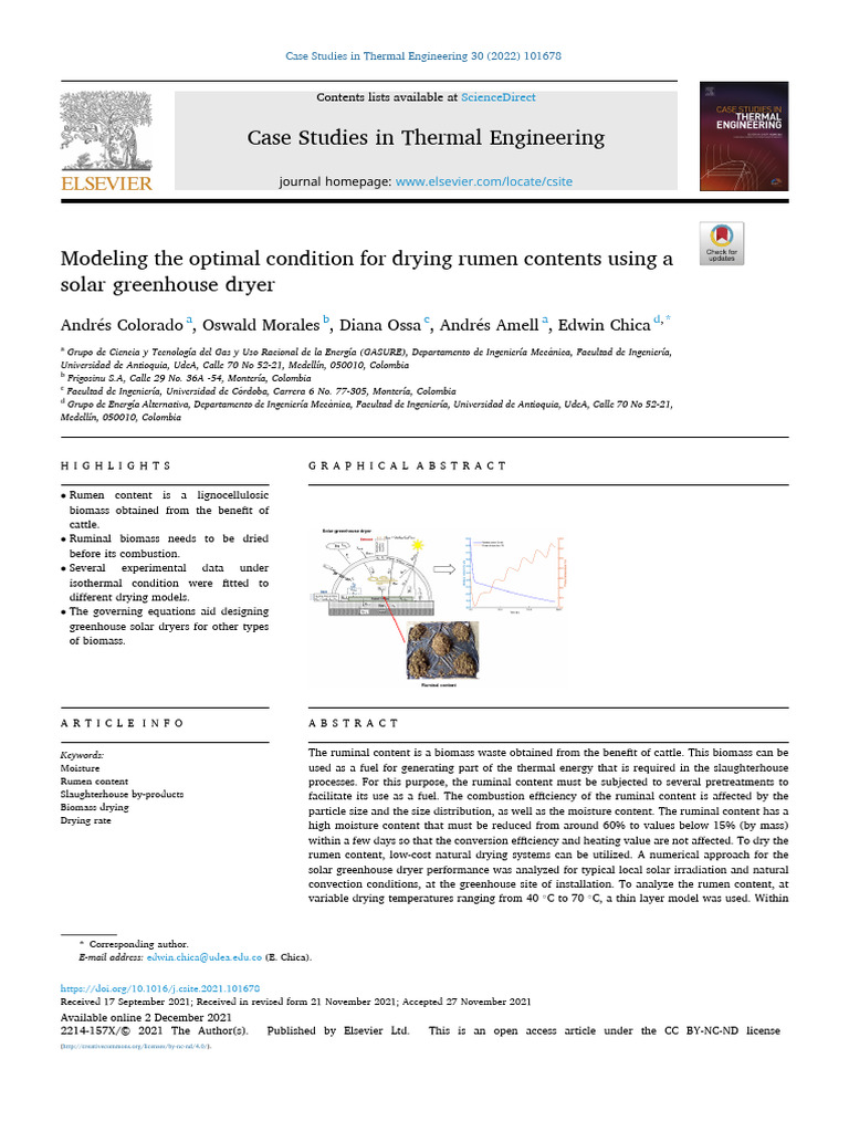 Optimal Solar Drying of Rumen Content | PDF | Humidity | Heat Transfer