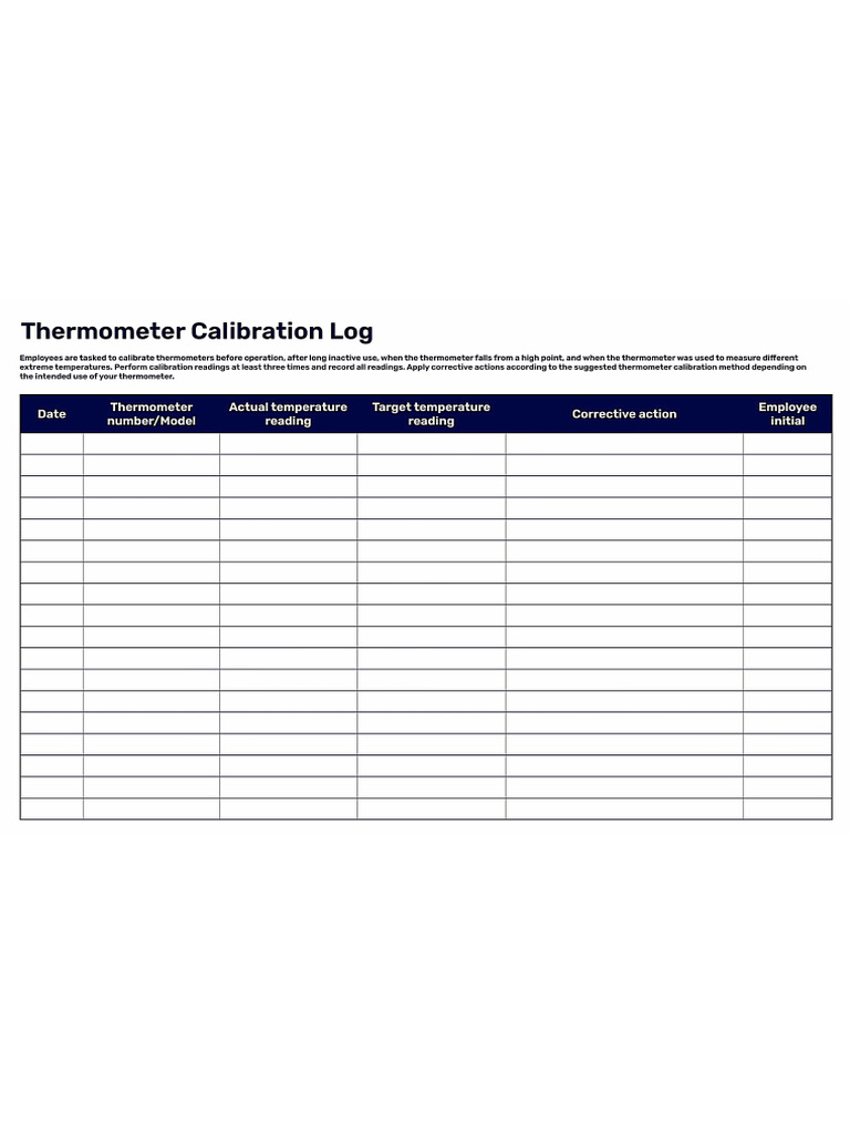 FoodDocs - Thermometer Calibration Log | PDF