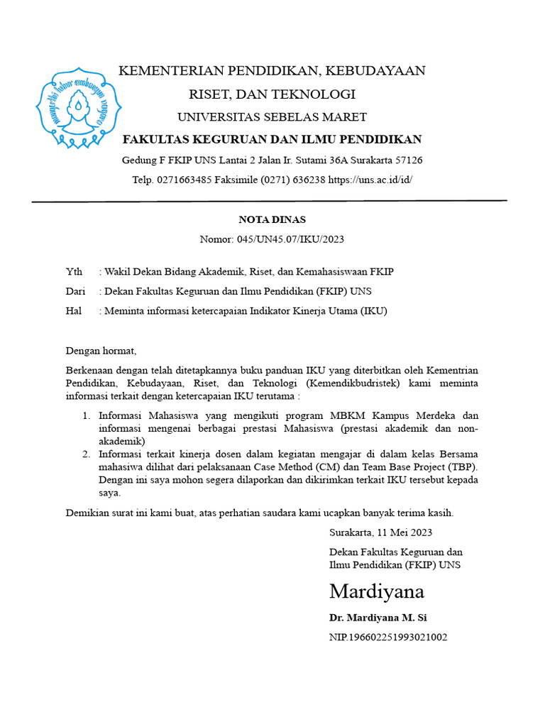 Nota Dinas Dan Memo | PDF