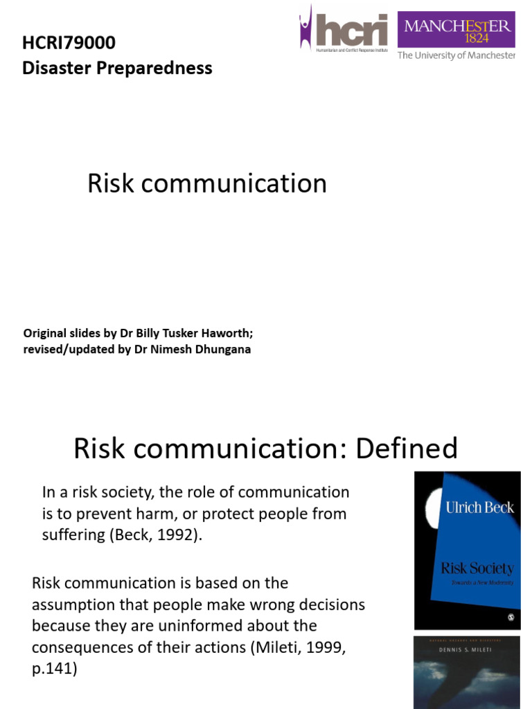 HCRI79000 Risk Communication - Full Slides | PDF | Risk | Communication