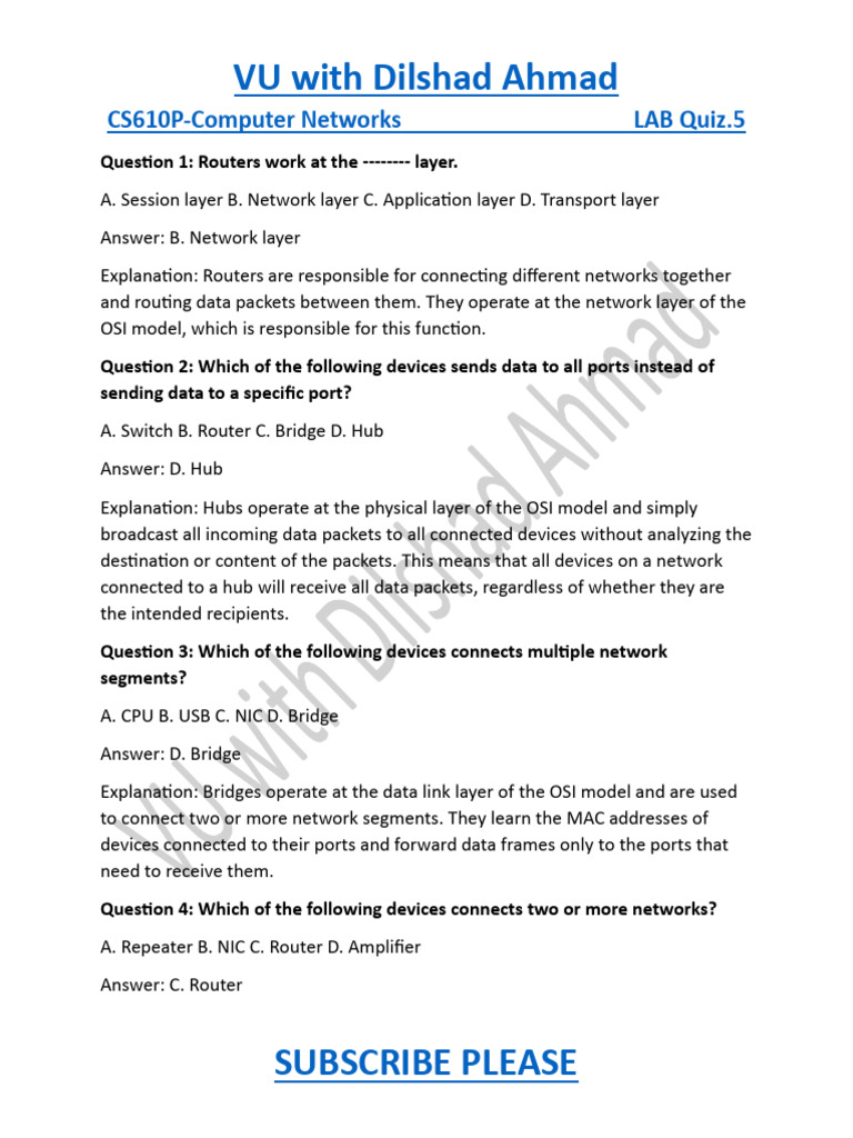 CS610P LAB QUIZ 5 - VU With Dilshad Ahmad | PDF | Computer Network ... CS610P LAB QUIZ 5 - VU With Dilshad Ahmad | PDF | Computer Network ...
