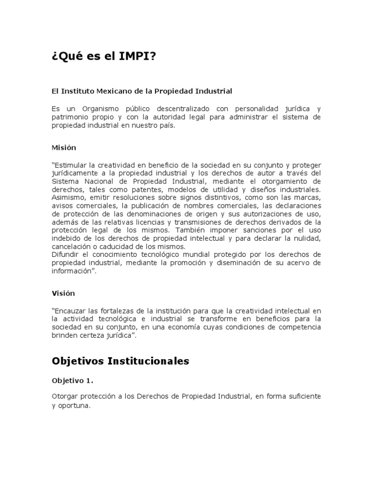 Qué es el IMPI.docx MDP | PDF | Patentar | México