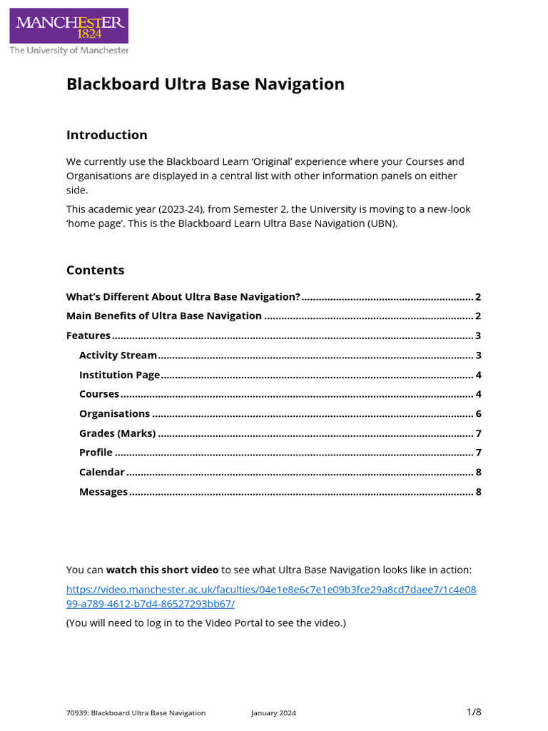 Blackboard Ultra Base Navigation Overview Pdf World Wide Web