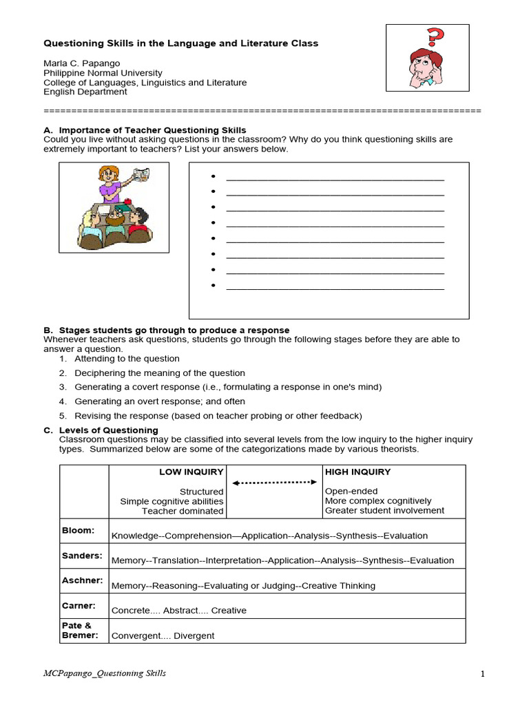 Questioning Skills - ONLINE2010 | PDF | Nonverbal Communication ...