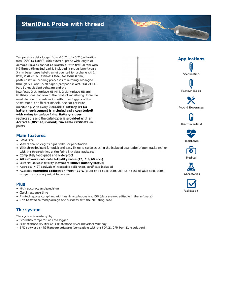 Sterildisk Probe With Thread | PDF | Calibration | Thread (Computing)