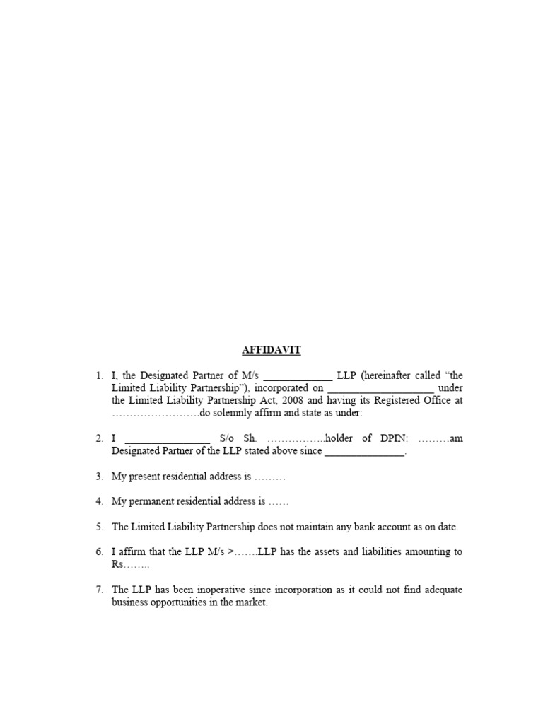 Llp Mandatory Documents | PDF | Limited Liability Partnership | Affidavit