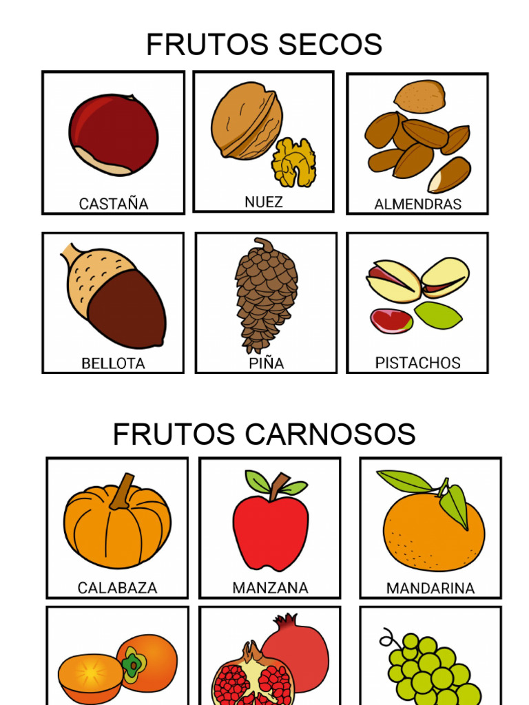 Tarjetas Frutos Otoño | PDF | Cocina, comidas y vino