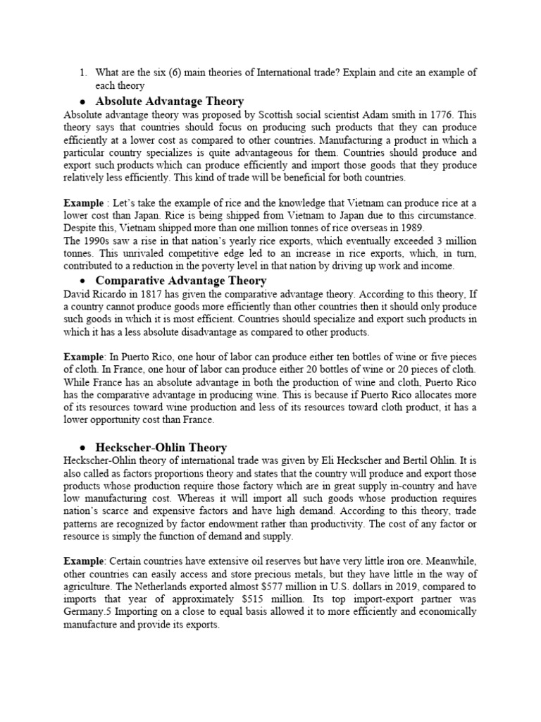 Absolute Advantage Theory | PDF | Economies | Economics