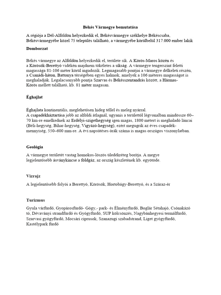 Békés Vármegye | PDF