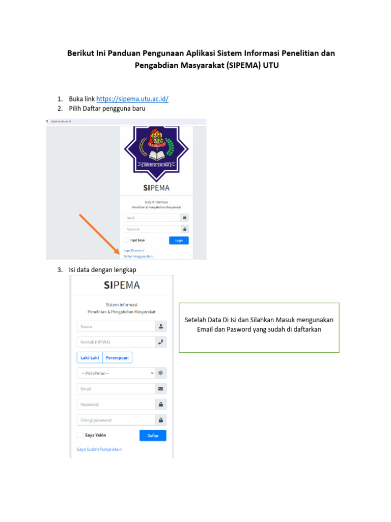 Panduan SIPEMA untuk Dosen UTU | PDF