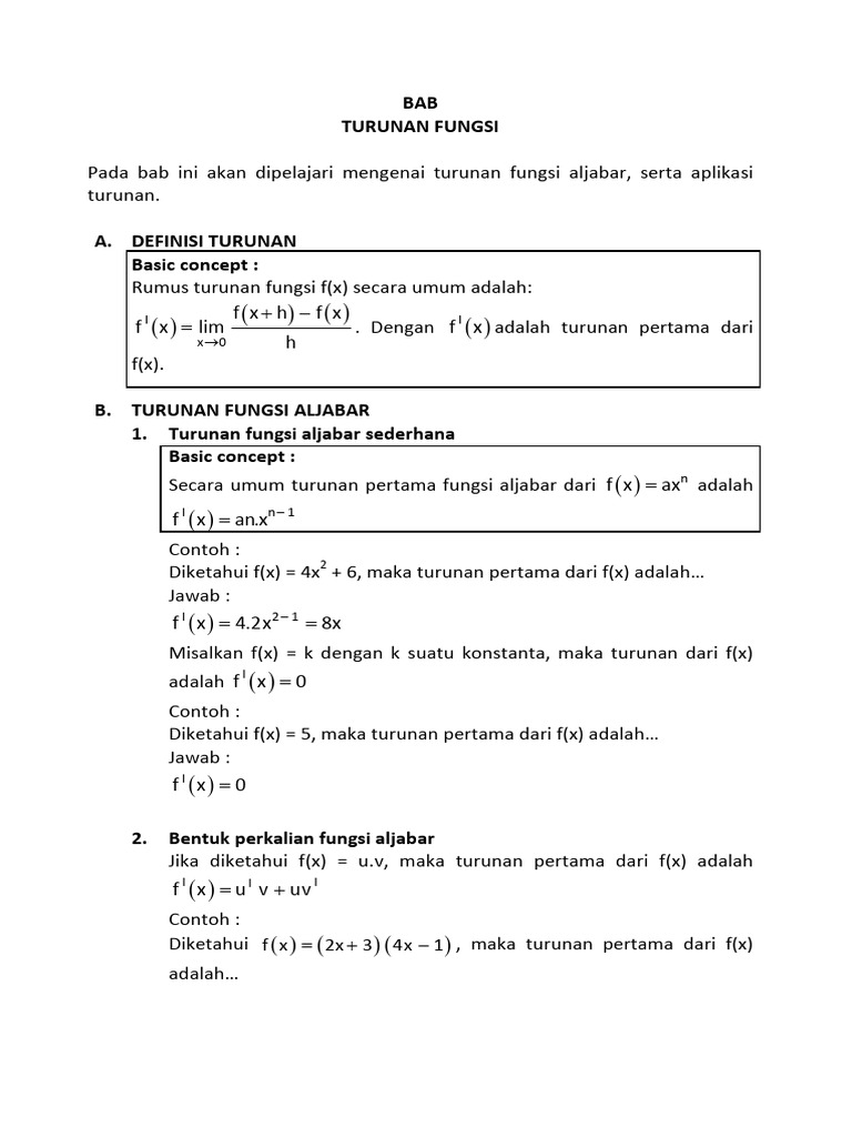 MATERI TURUNAN FUNGSI-new | PDF