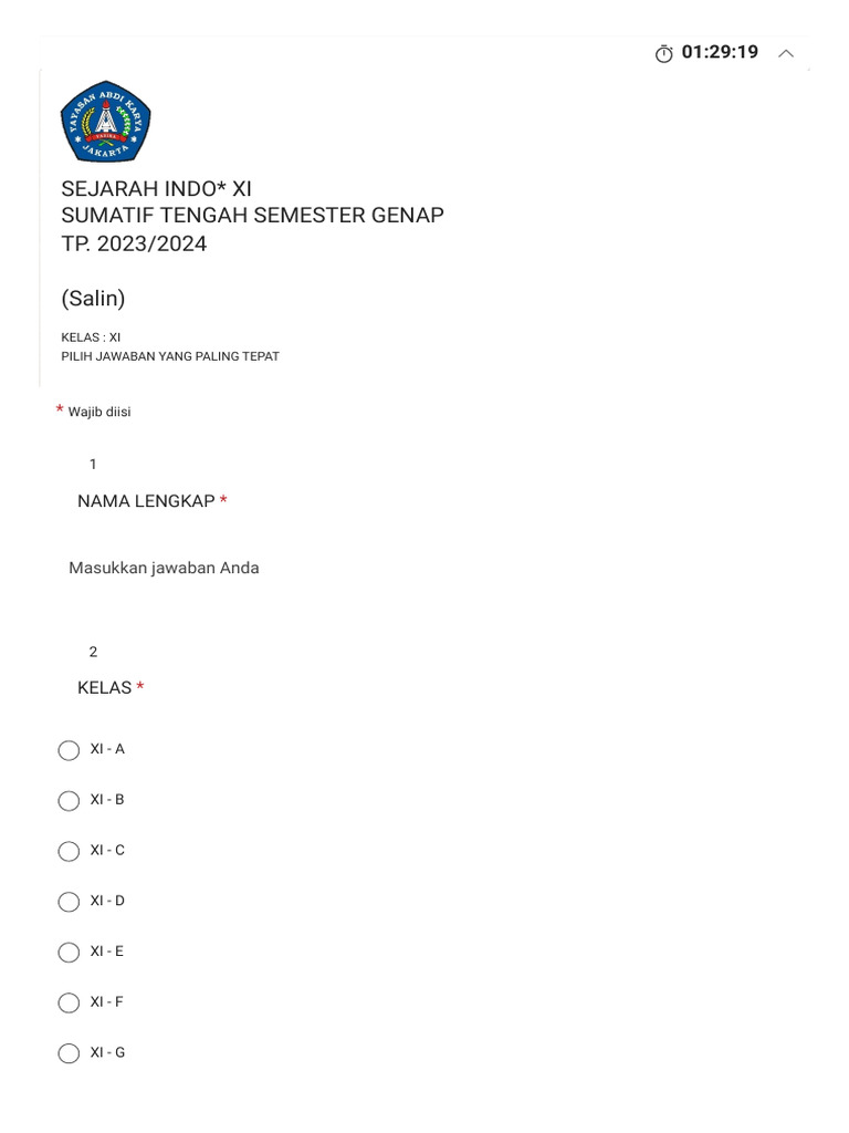 Sejarah Indo - Xi Sumatif Tengah Semester Genap Tp. 2023 - 2024 (Salin) | PDF | Perjalanan