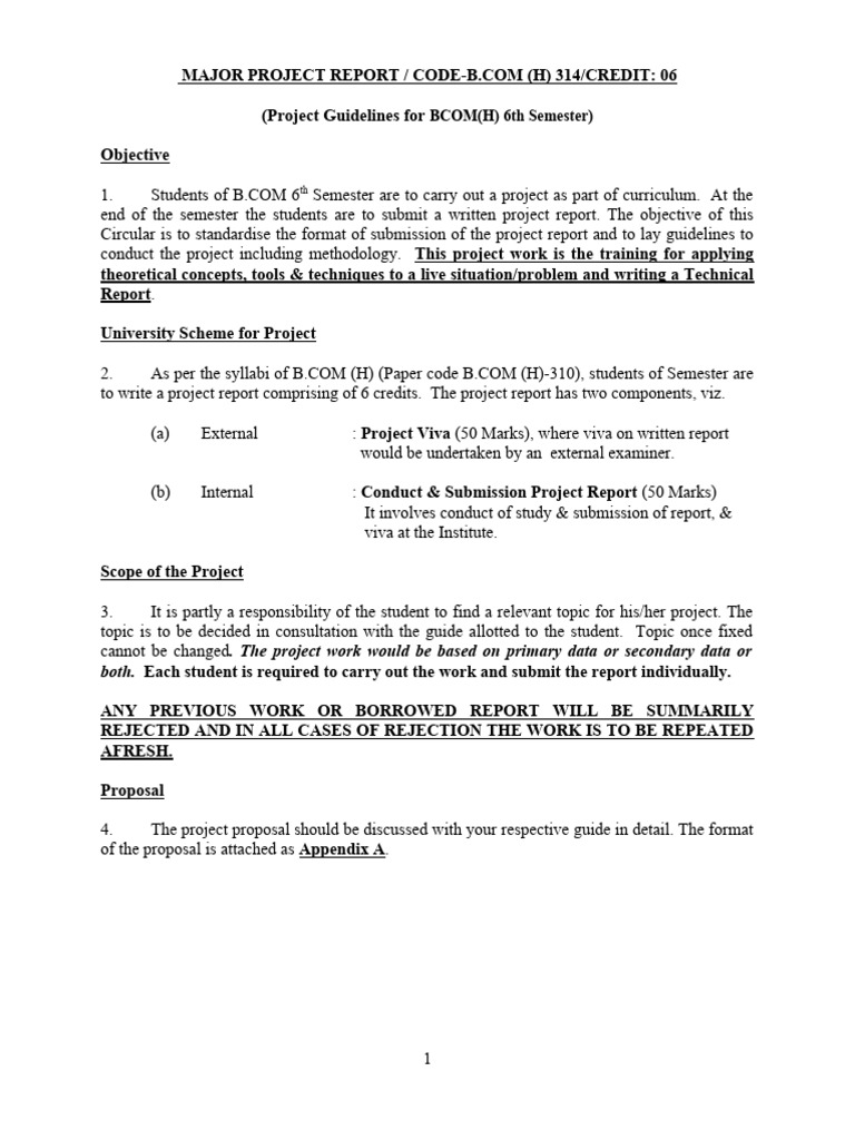 BCOM 6th Semester Project Guide | PDF | Data | Methodology
