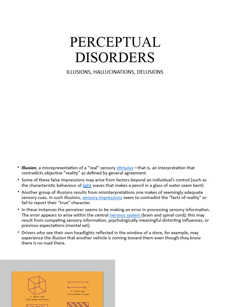 Perceptual Disorders | PDF | Hallucination | Illusion