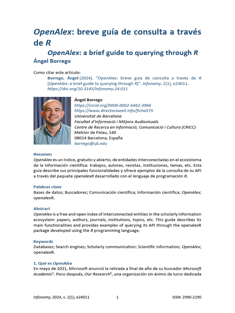 Guía de OpenAlex con R para Científicos | PDF | Bases de datos | Red mundial