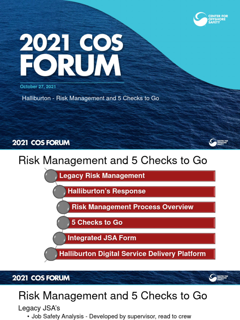 2021 COS Forum - Halliburton - 5 Checks To Go - 2 | PDF | Risk ...