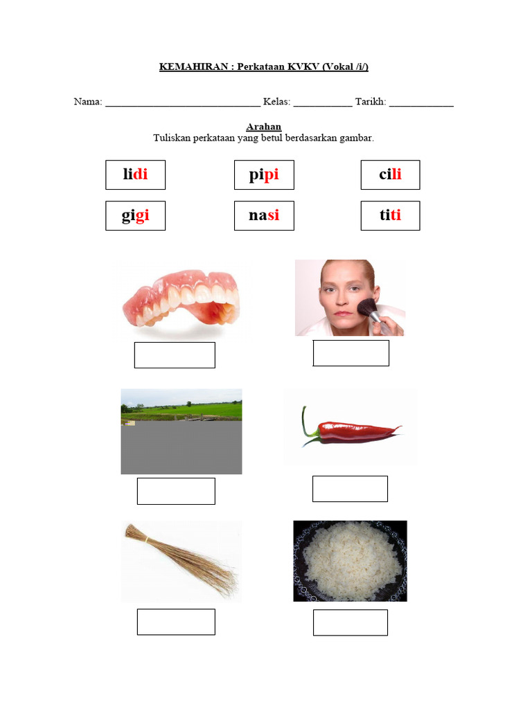 Latihan Perkataan KVKV Vokal /i/ | PDF | Karier & Perkembangan | Seni