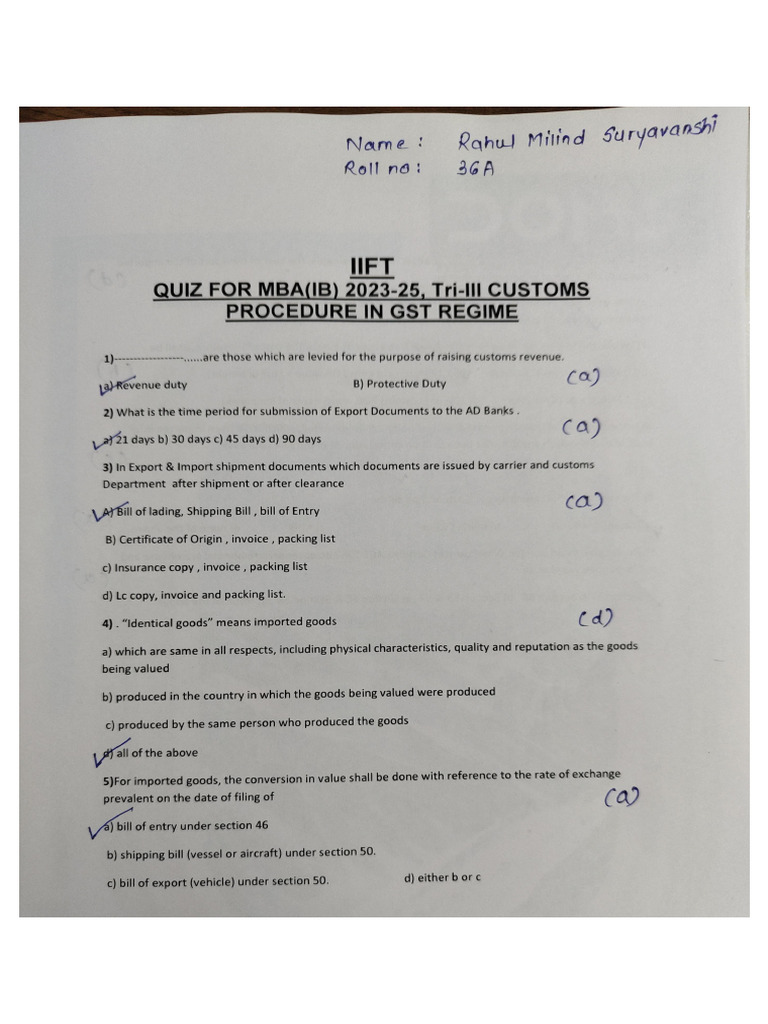 Customs Questions | PDF