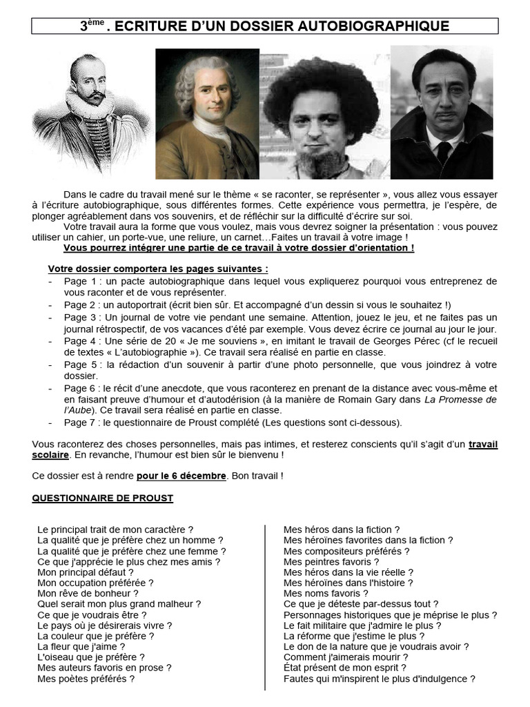 Dossier Autobiographique | PDF | Autobiographies