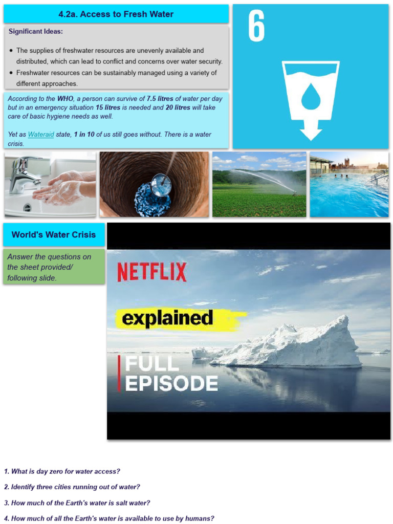 ESS 4.2a. Access To Fresh Water | PDF | Water Scarcity | Water