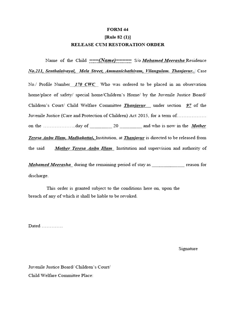 Form 44 | Download Free PDF | Public Law | Criminal Justice