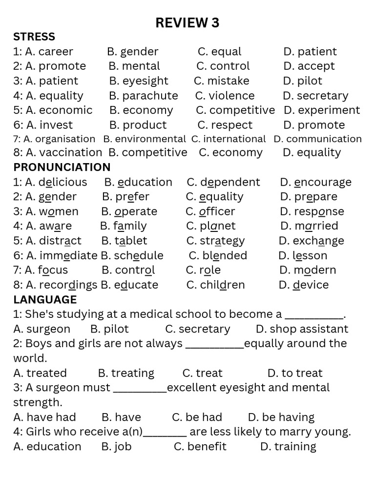 Gender Equality and Education Exercises | PDF | Gender Inequality ...