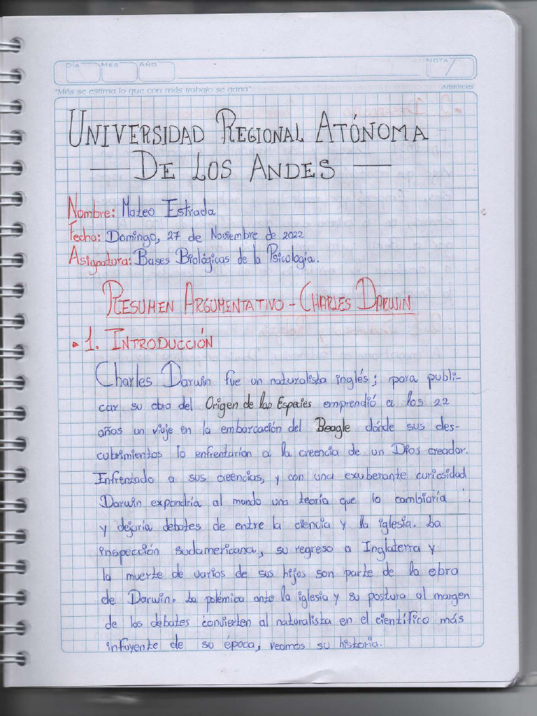 Mateo Estrada - Resumen Charles Darwin | PDF