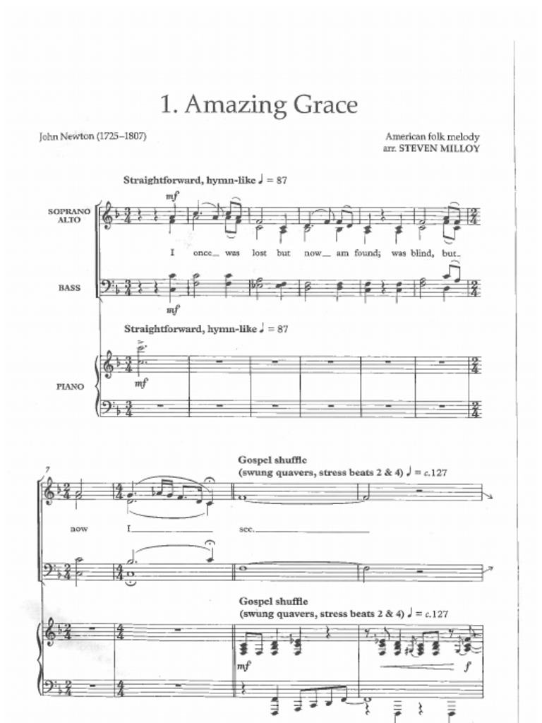 Amazing Grace (Milloy) - SATB I Piano | PDF