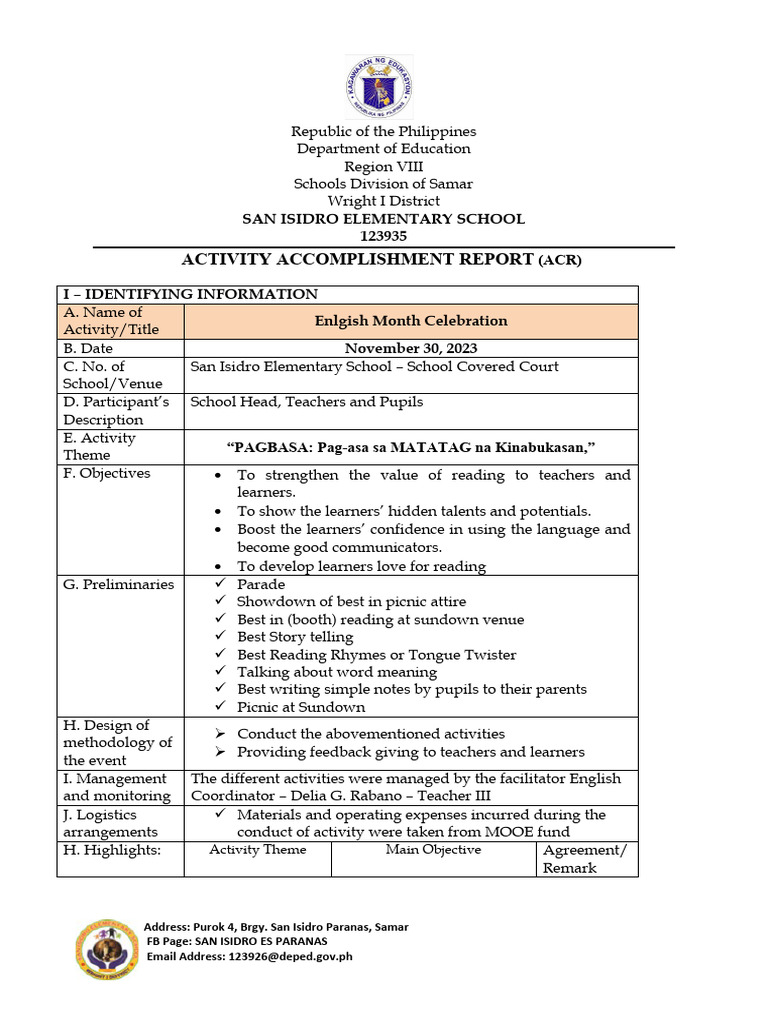 ACR English Month 2023 | PDF | Human Communication | Learning