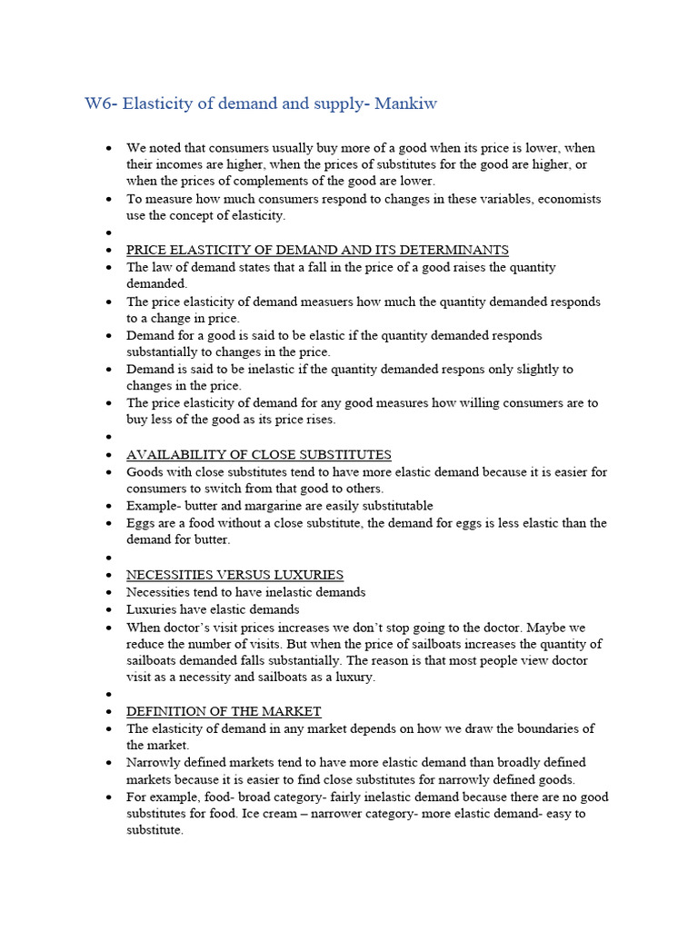 W6 Elasticity of Demand and Supply | PDF | Elasticity (Economics) | Demand