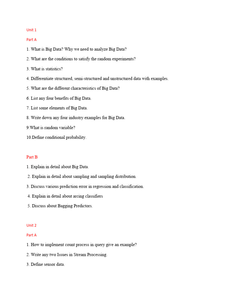 part A & B big data questions | PDF | Apache Hadoop | Map Reduce