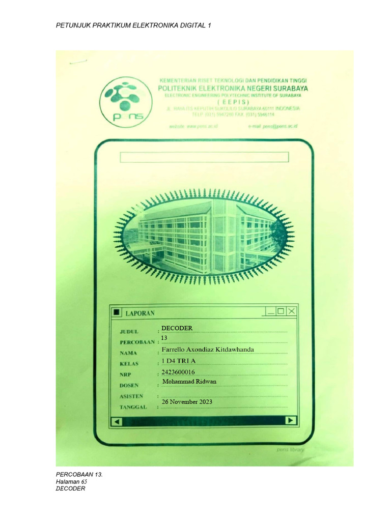 Laporan Praktikum ELDIG MODUL 13 | PDF