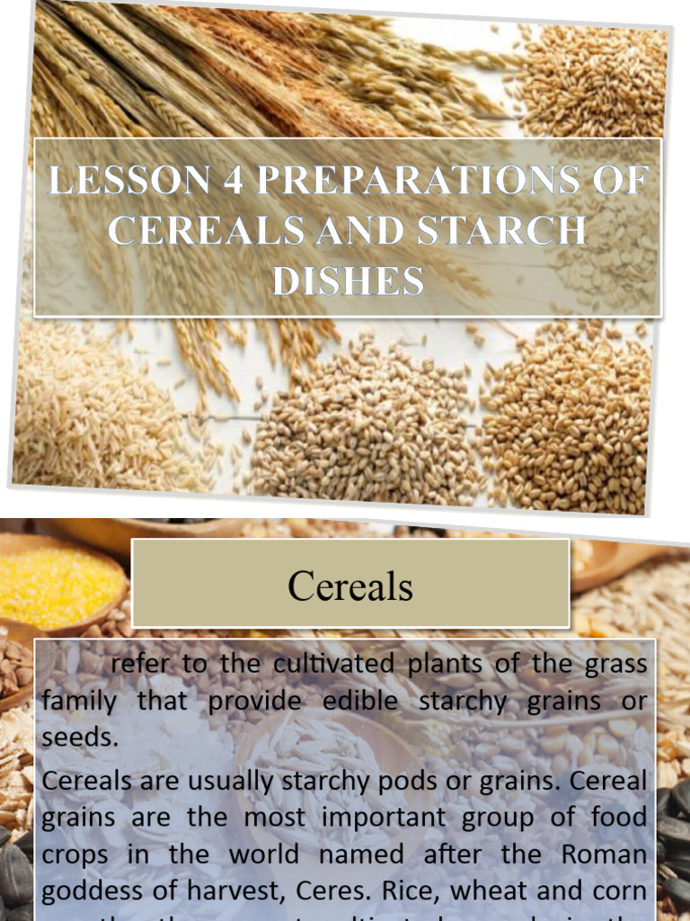 Cereal and Starch Dish Prep Guide | PDF | Starch | Cereals