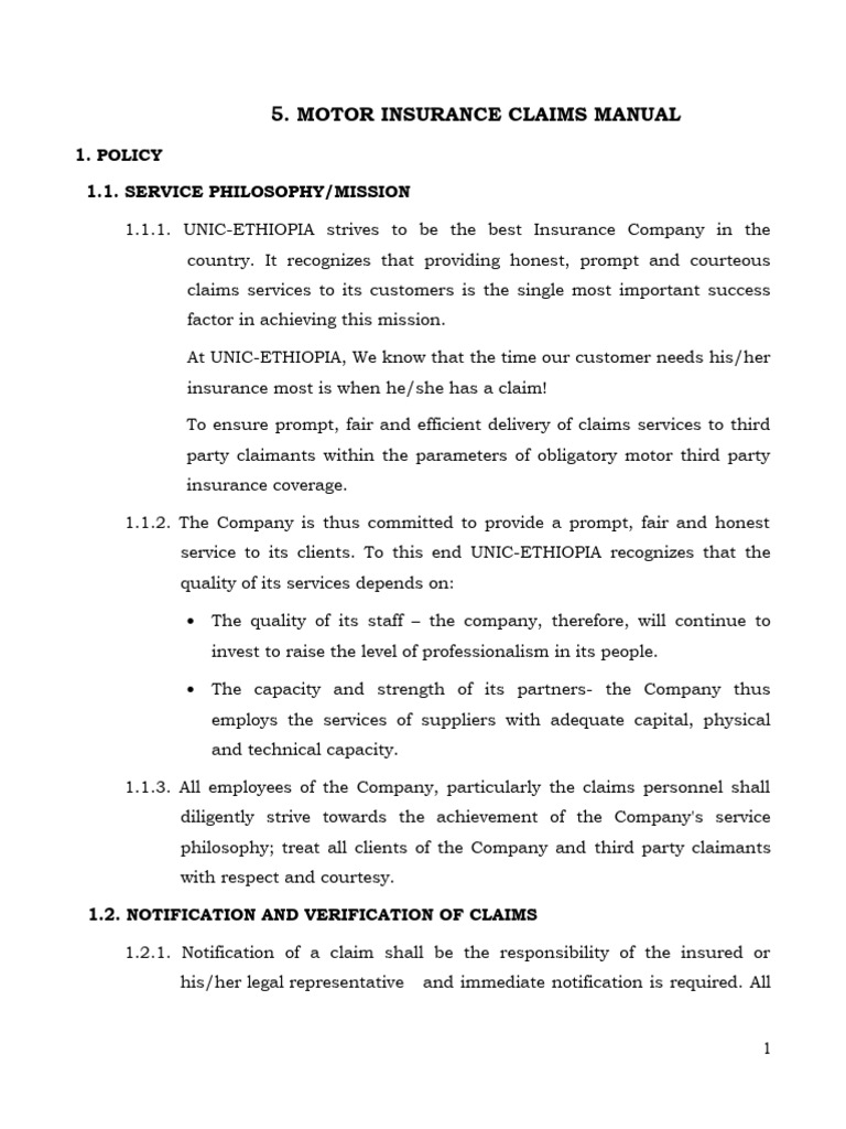 Motor Claim Manual | PDF | Insurance