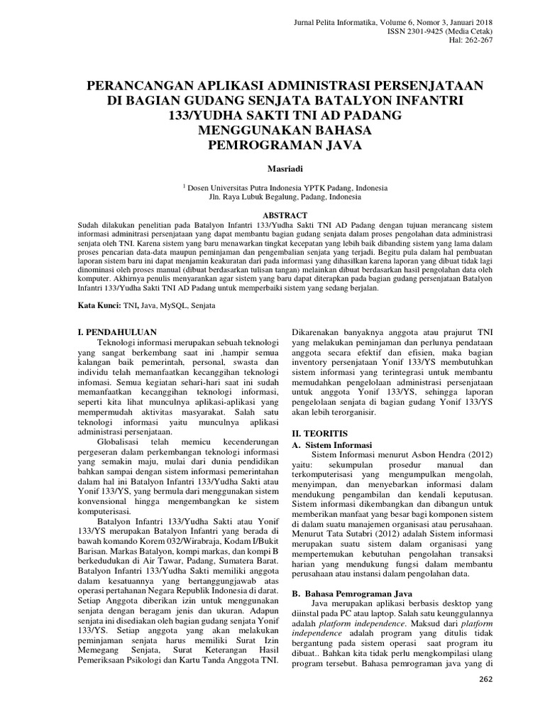 Aplikasi Persenjataan Gudang Berbasis Java | PDF