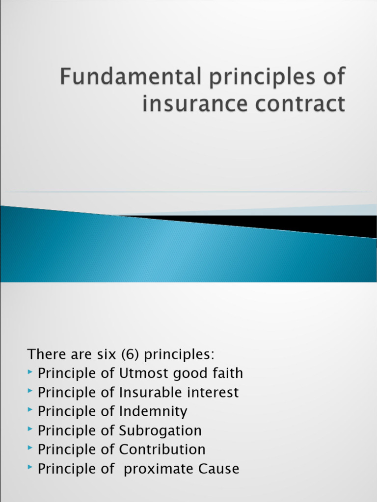 2fundamental Principles of Insurance Contract | PDF | Insurance | Interest