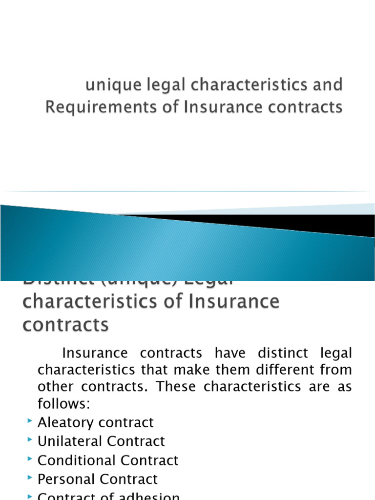 3unique Legal Characteristics and Requirements of Insurance | PDF ...