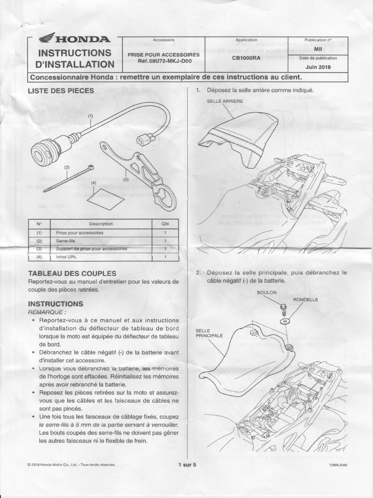 Notice Installation USB HONDA | PDF